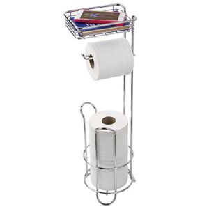 iDesign Classico Free Standing Toilet Paper Holder with Shelf for Bathroom - Chrome