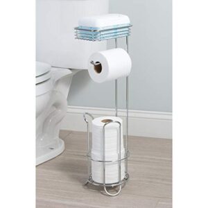 iDesign Classico Free Standing Toilet Paper Holder with Shelf for Bathroom - Chrome