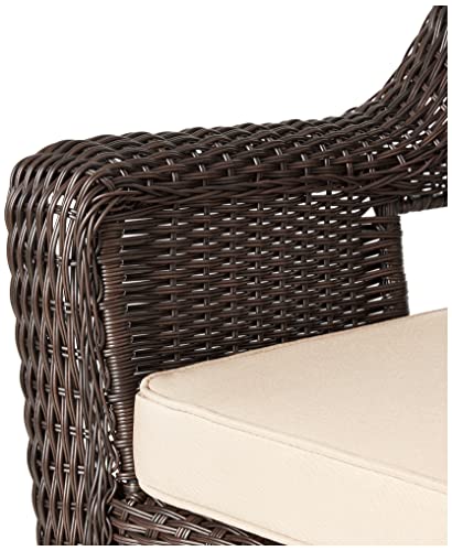 Jeco Rocker Wicker Chair with Tan Cushion, Set of 2, Espresso