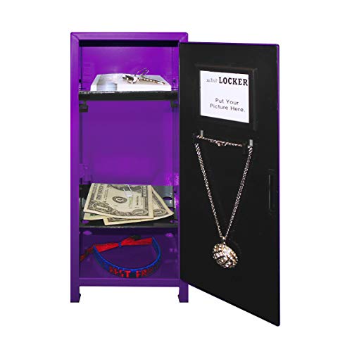 Mini Locker with Lock and Key Purple -10.75" Tall x 4.125" x 4.125"