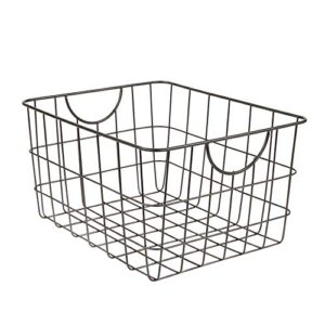 spectrum utility wire basket (industrial gray) - storage bin & décor for bathroom, closet, pantry, under sink, toy, shelf, kitchen, garage, & nursery organization