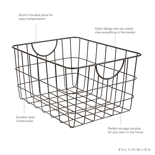 Spectrum Utility Wire Basket (Industrial Gray) - Storage Bin & Décor for Bathroom, Closet, Pantry, Under Sink, Toy, Shelf, Kitchen, Garage, & Nursery Organization