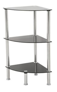 avf s53-a corner 3 tier shelving unit in black glass & chrome