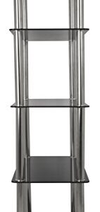 AVF S25-A Tall 5 Tier Shelving Unit in Black Glass & Chrome