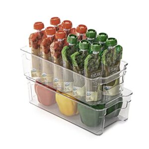 Smart Design Stackable Refrigerator Bin - 6 x 12 Inch - BPA Free Plastic Resin - Fridge, Freezer, Pantry Organizer, Cabinet Storage, Food, Produce, Fruit Containers - Kitchen Organization - Clear