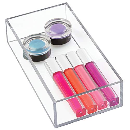 iDesign Clarity Plastic Drawer Organizer for Vanity, Countertop, Bathroom, Kitchen and Cabinet Storage, 8" x 4" x 2", Clear