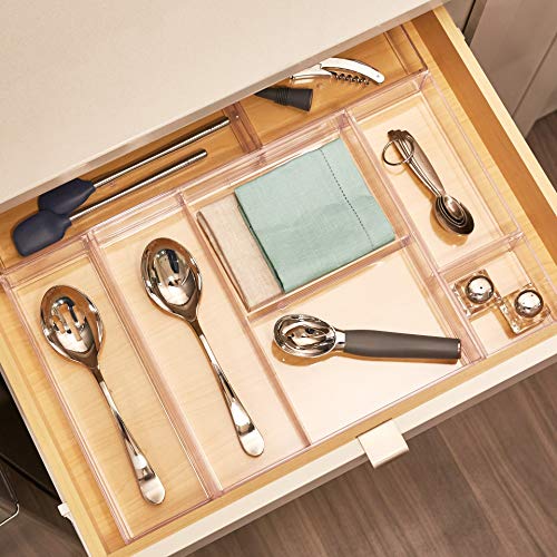 iDesign Clarity Plastic Drawer Organizer for Vanity, Countertop, Bathroom, Kitchen and Cabinet Storage, 8" x 4" x 2", Clear