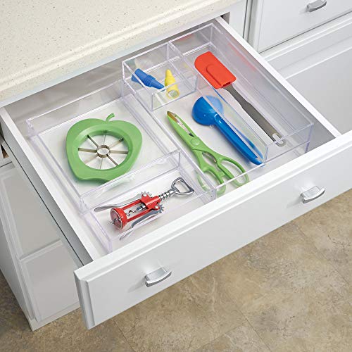 iDesign Clarity Plastic Drawer Organizer for Vanity, Countertop, Bathroom, Kitchen and Cabinet Storage, 8" x 4" x 2", Clear