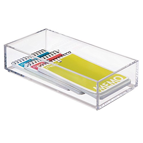 iDesign Clarity Plastic Drawer Organizer for Vanity, Countertop, Bathroom, Kitchen and Cabinet Storage, 8" x 4" x 2", Clear