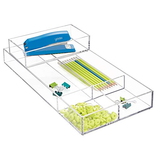 iDesign Clarity Plastic Drawer Organizer for Vanity, Countertop, Bathroom, Kitchen and Cabinet Storage, 8" x 4" x 2", Clear