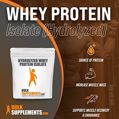 BULKSUPPLEMENTS.COM Hydrolyzed Whey Protein Isolate - Whey Isolate Protein Powder - Hydro Whey Protein - 100% Whey Protein Powder - Protein Powder for Muscle Gain (1 Kilogram - 2.2 lbs)