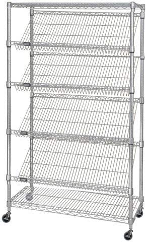 Omega 18" Deep x 36" Wide x 80" High 6 Tier Slanted Wire Chrome Shelf Truck