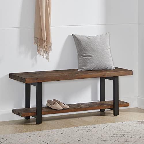 Alaterre Furniture Alaterre Sonoma Reclaimed Wood Bench with Open Shelf, Natural, Brown -