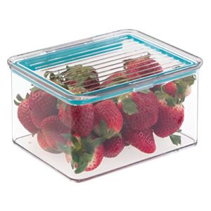 idesign plastic bpa-free pantry food storage organizer bin with air-tight hinged lid, 1.5 quart container for kitchen, fridge, freezer, cabinet, 5.5" x 6.6" x 3.7" - clear