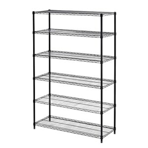 alera nsf certified 6-shelf wire shelving kit, 48w x 18d x 72h, black