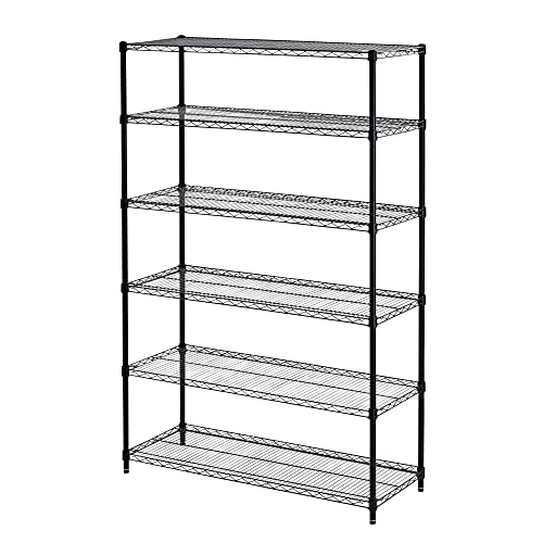 Alera NSF Certified 6-Shelf Wire Shelving Kit, 48w x 18d x 72h, Black