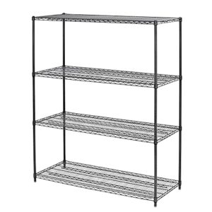 alera all-purpose wire shelving starter kit, four-shelf, 60w x 24d x 72h, black anthracite plus