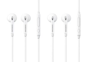 samsung (2 pack) oem wired 3.5mm white headset with microphone, volume control, and call answer end button [eo-eg920bw] for samsung galaxy s6 edge+ / s5, galaxy note 5/4 / edge (bulk packaging)