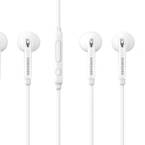 SAMSUNG (2 Pack) OEM Wired 3.5mm White Headset with Microphone, Volume Control, and Call Answer End Button [EO-EG920BW] for SAMSUNG Galaxy S6 Edge+ / S5, Galaxy Note 5/4 / Edge (Bulk Packaging)