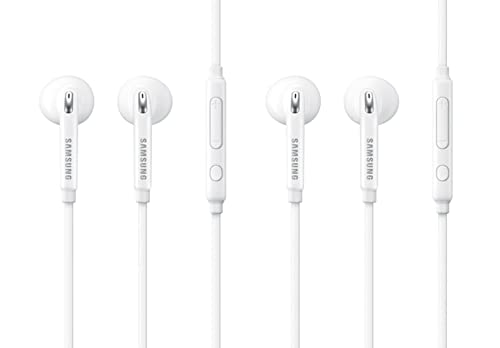 SAMSUNG (2 Pack) OEM Wired 3.5mm White Headset with Microphone, Volume Control, and Call Answer End Button [EO-EG920BW] for SAMSUNG Galaxy S6 Edge+ / S5, Galaxy Note 5/4 / Edge (Bulk Packaging)