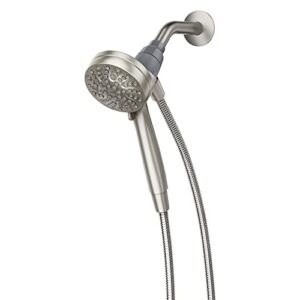 moen engage magnetix spot resist brushed nickel 3.5-inch six-function eco-performance handheld showerhead with magnetic docking system for bathroom shower, 26100srn