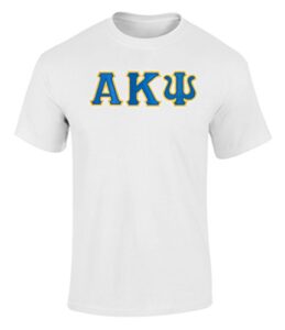 alpha kappa psi twill letter tee white large