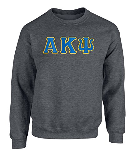 Alpha Kappa Psi Twill Letter Crewneck Sweatshirt Drk HTH Large Dark Heather