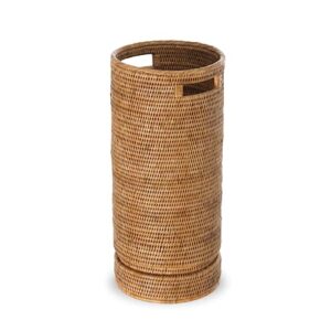 kouboo 1060070 la jolla rattan round umbrella stand with water catch, honey brown