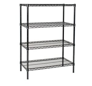 omega 12" deep x 48" wide x 54" high 4 tier black starter shelving unit