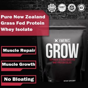 Xwerks Grow: Whey Protein Isolate Powder - Keto-Friendly - Soy & Gluten-Free - Nutrition Muscle Shake - 25g - 30 Servings for Optimum Strength Fitness - Easy-Digesting - Grass-Fed - Vanilla Flavor