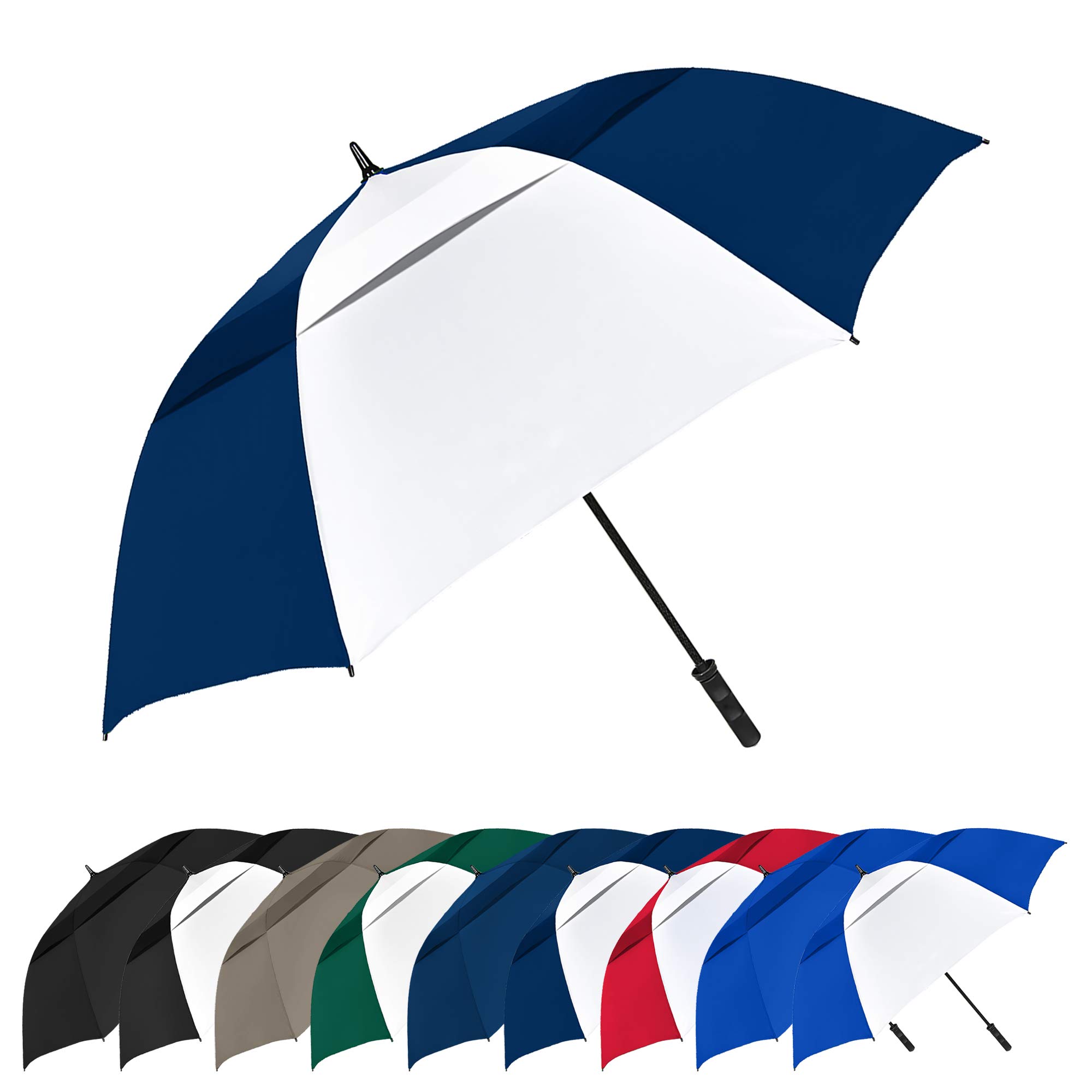 STROMBERGBRAND UMBRELLAS The Vented Tornado 64" Windproof Waterproof PGA Professional Quality Ultimate Portable Golfers Auto Open Golf Umbrella for Men and Women, Navy Blue/White, One Size