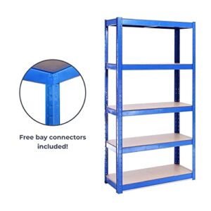 Garage Shelving Units - 71" H x 35" L x 16" W - Heavy Duty Racking - Shelves for Storage -1 Bay - Blue - 5 Tier - 2000LB Capacity (400LB Per Shelf) - Workshop, Shed, Office - 5 Year Warranty