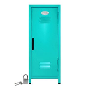 mini locker with lock and key teal -10.75" tall x 4.125" x 4.125"