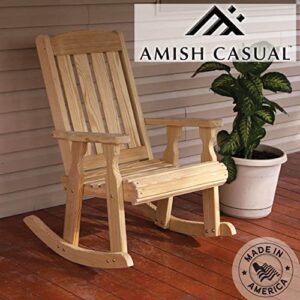 Amish Heavy Duty 600 Lb Mission Pressure Treated Rocking Chair (Unfinished)