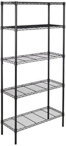 amazon basics 5-shelf adjustable, heavy duty storage shelving unit (350 lbs loading capacity per shelf), steel organizer wire rack, black (36l x 14w x 72h)