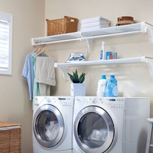 EZ Shelf-Expandable- Laundry Room Shelves Over Washer and Dryer -2- Laundry Room Shelves (Each Expands from 40.5 to 75") – 1 has Hanging Rod -White - Laundry Room Organization