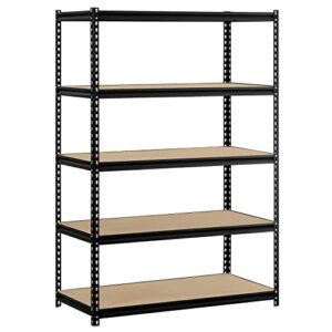 edsal 48"w x 24"d x 72"h 5-shelf steel shelving, black