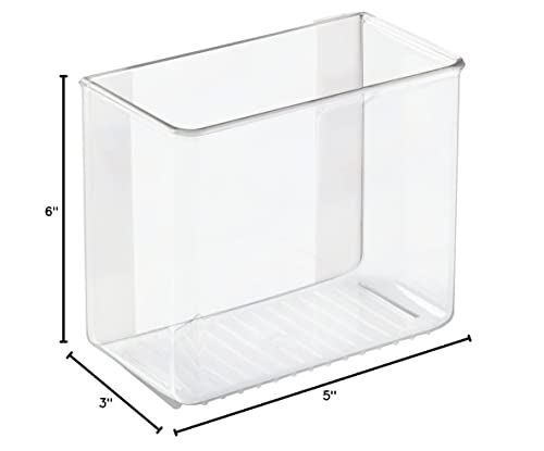 iDesign AFFIXX Plastic Wall Mount Organizer for Kitchen, Bathroom, Office, Bedroom, Garage, Craft Room, 3" x 6" x 5", Clear