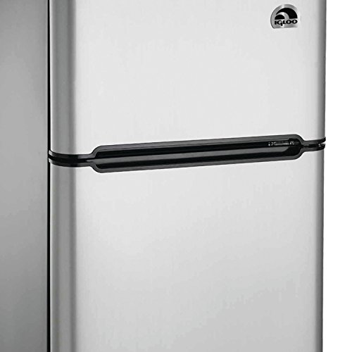 RCA RFR459 Compact Fridge with Freezer-Dual Adjustable Thermostat-Reversible Door-Removable Glass Shelves-Ideal for Bedroom/Dorm/Apartment/Office-4.5 Cubic Feet-Platinum, cu. ft, Stainless