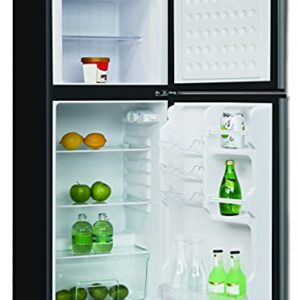 RCA RFR459 Compact Fridge with Freezer-Dual Adjustable Thermostat-Reversible Door-Removable Glass Shelves-Ideal for Bedroom/Dorm/Apartment/Office-4.5 Cubic Feet-Platinum, cu. ft, Stainless