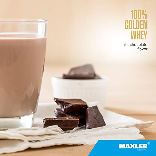 Maxler 100% Golden Whey Protein - 22g of Premium Whey Protein Powder per Serving - Pre Post Intra Workout - Fast-Absorbing Whey Hydrolysate, Isolate & Concentrate Blend - Milk Chocolate Protein 5 lbs