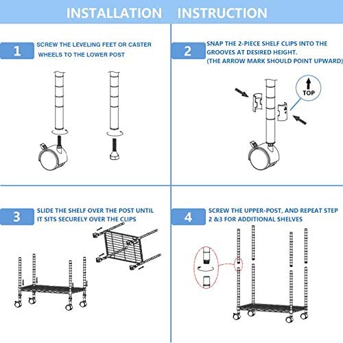 Simple Deluxe Heavy Duty 3-Shelf Shelving with Wheels, Adjustable Storage Units, Steel Organizer Wire Rack, 24.02”L x 13.78“W x 31.89”H, Chrome, HKSHLF23133003CPC