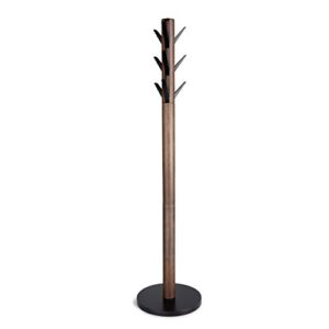 umbra flapper coat rack, clothing hanger, umbrella holder, and hat organizer, for entryway, w400×d400×h1650mm, walnut