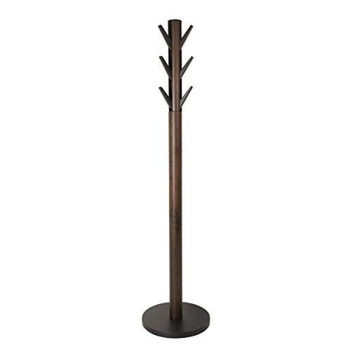 Umbra Flapper Coat Rack, Clothing Hanger, Umbrella Holder, and Hat Organizer, for Entryway, W400×D400×H1650mm, Walnut