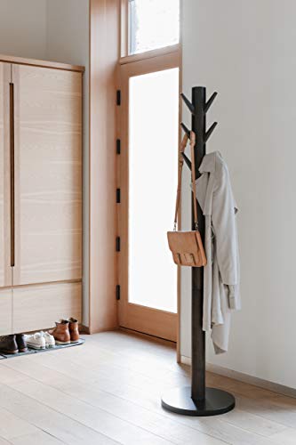 Umbra Flapper Coat Rack, Clothing Hanger, Umbrella Holder, and Hat Organizer, for Entryway, W400×D400×H1650mm, Walnut