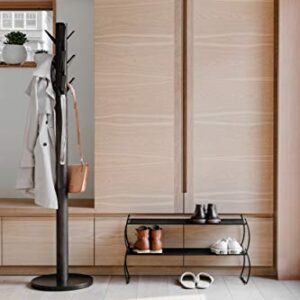 Umbra Flapper Coat Rack, Clothing Hanger, Umbrella Holder, and Hat Organizer, for Entryway, W400×D400×H1650mm, Walnut