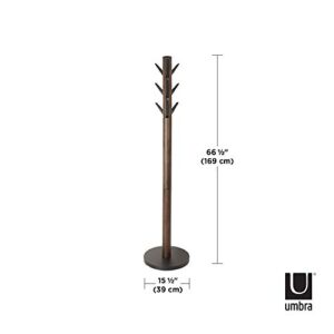 Umbra Flapper Coat Rack, Clothing Hanger, Umbrella Holder, and Hat Organizer, for Entryway, W400×D400×H1650mm, Walnut