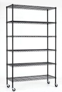 nsf wire shelf metal 5 shelf wire shelving unit garage large storage shelves heavy duty height adjustable utility commercial grade steel layer shelf rack organizer for kitchen bathroom bedroom,black