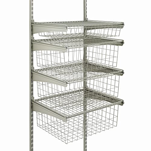 ClosetMaid ShelfTrack Nickel 4-Drawer Kit, Add On Accessory, with Pull Out Mesh Wire Baskets, for Clothes, Socks, Accessories