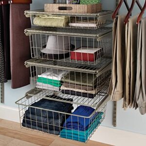 ClosetMaid ShelfTrack Nickel 4-Drawer Kit, Add On Accessory, with Pull Out Mesh Wire Baskets, for Clothes, Socks, Accessories